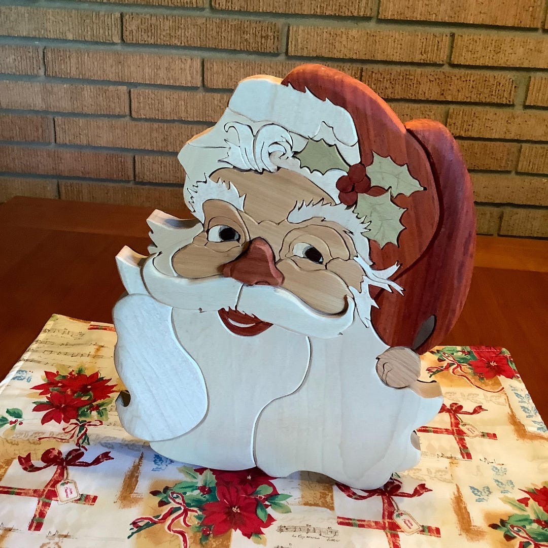 Santa Claus, Intarsia, Christmas Wood Art - Etsy