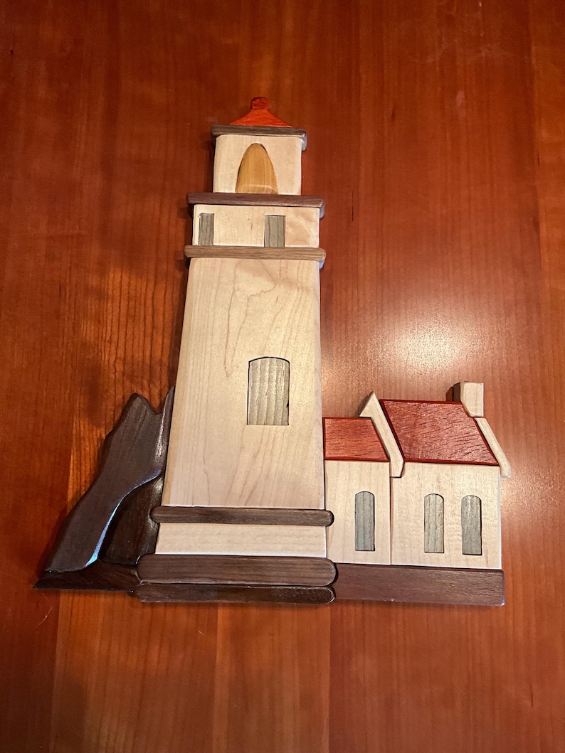 Intarsia, Heceta Head Lighthouse, Wood Intarsia - Etsy