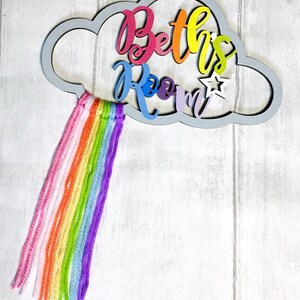 Personalised Rainbow Name Cloud -door Sign - Bedroom Nursery Sign - Etsy