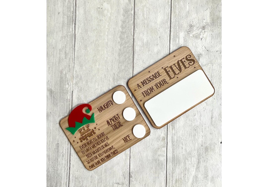Elf Duo Bundle Oak Veneer Engraved Kids Annual Advent Traditions. Elf ...
