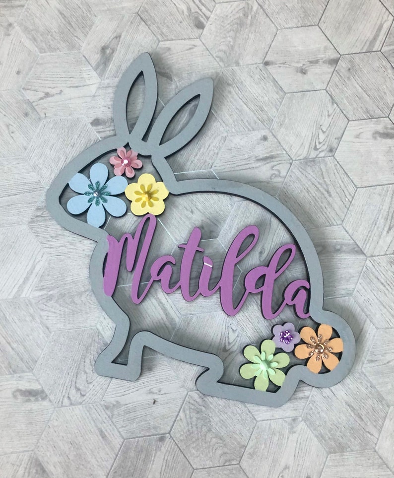 Personalised Bunny Rabbit Silhouette Name Shape Sign - Etsy