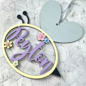 Personalised Bee Silhouette Name Shape Sign, Bedroom, Nursery Play Room ...