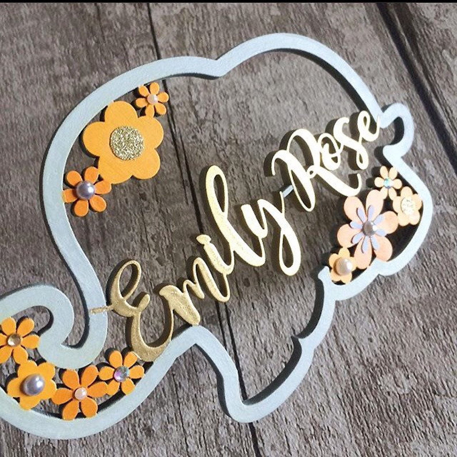 Personalised Elephant Silhouette Name Shape - Etsy