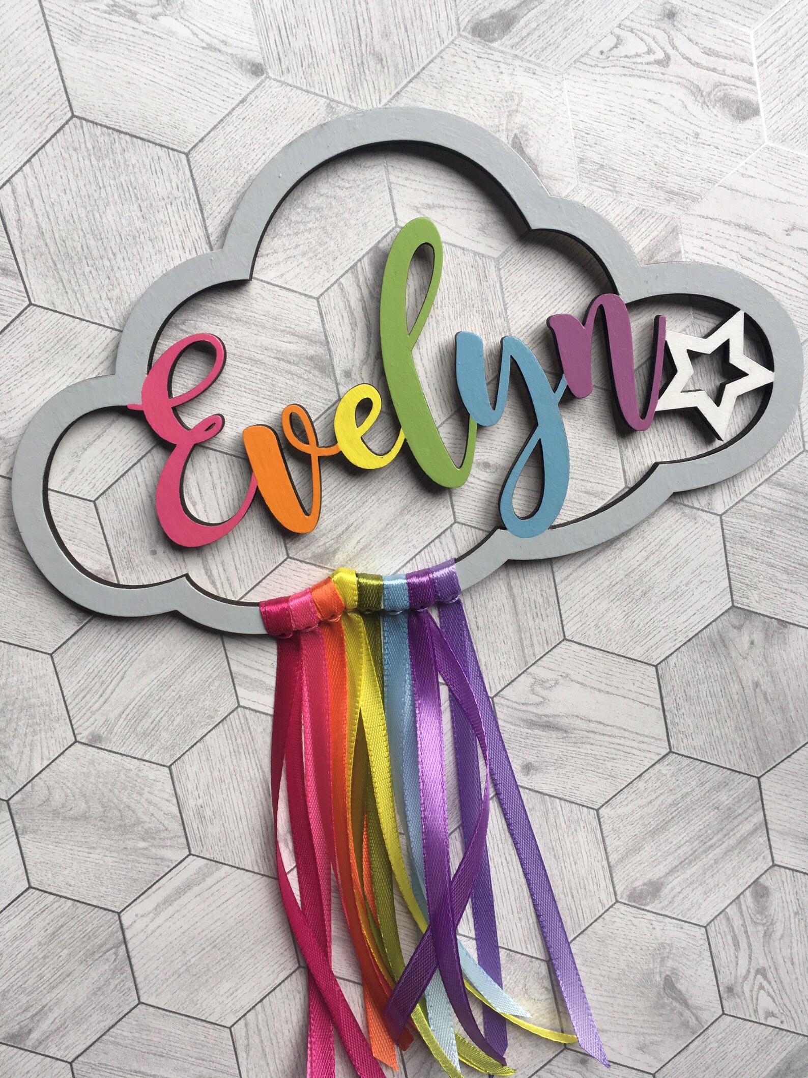 Personalised Rainbow Name Cloud door Sign Bedroom Nursery | Etsy