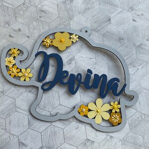 Personalised Elephant Silhouette Name Shape - Etsy