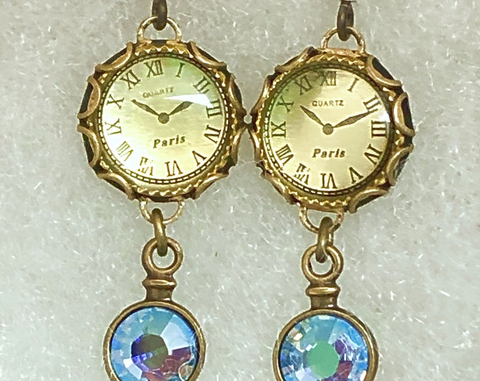 Steampunk Clock Earrings With Vintage Buttons & Niobium Earwires - Etsy