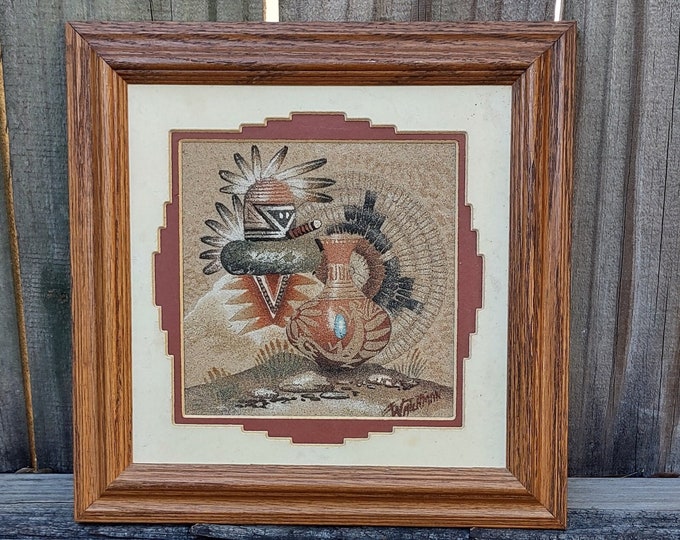 1978 Wallace Watchman Navajo Sand Art Painting, Southwestern Art ...