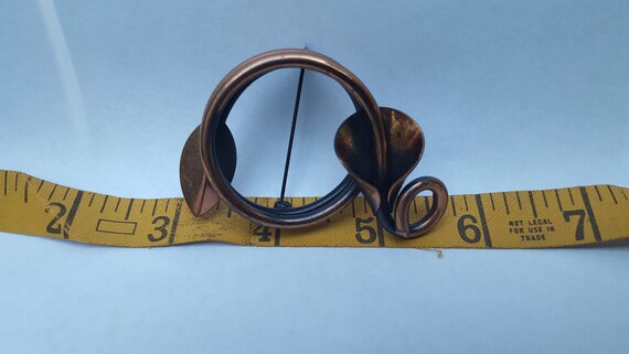 Mid Century Modern Copper Flower Brooch Pin, Art Deco… - Gem