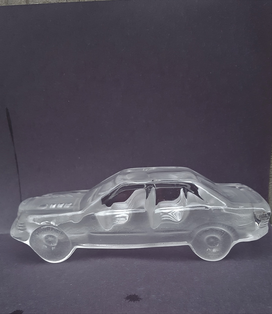 Hofbauer Frosted Glass Car Paperweight, Vintage Lead Crystal Mercedes ...