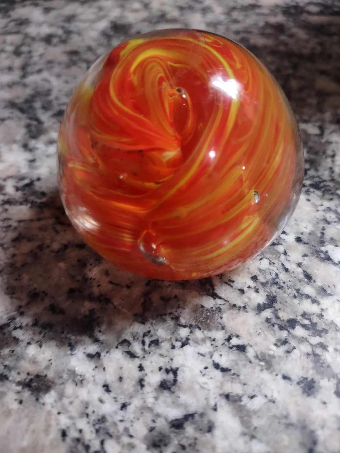 Art Glass Paperweight, Orange and Yellow Swirl - Etsy