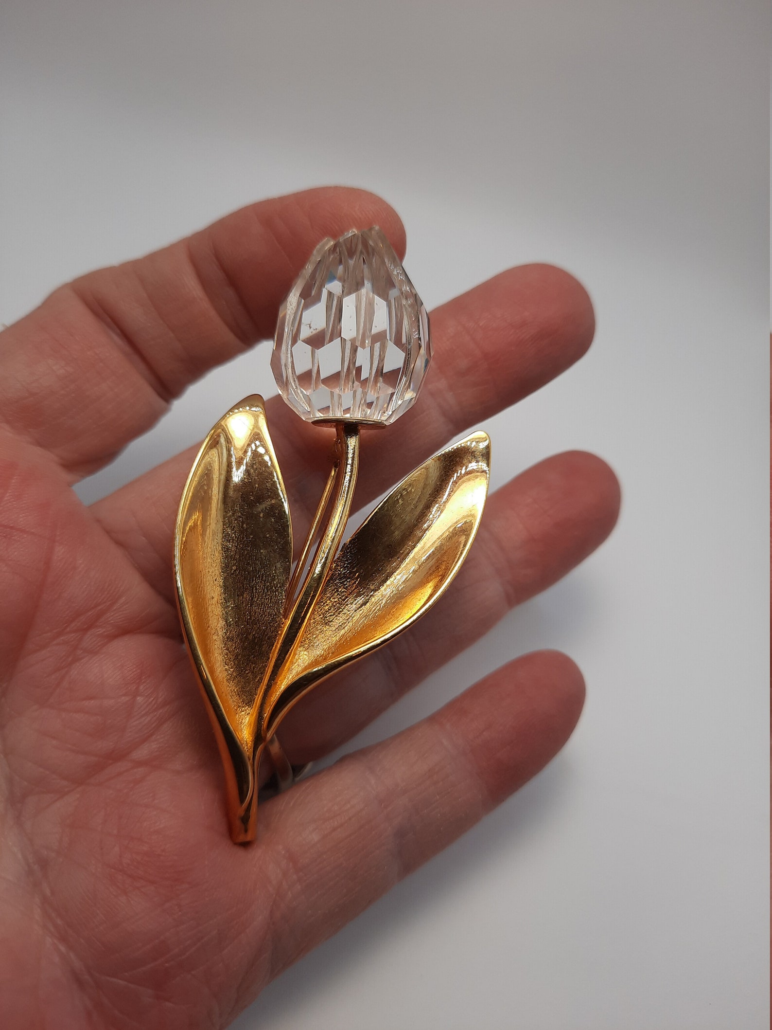 Swarovski Crystal Tulip Brooch Gold Plated Flower Brooch - Etsy