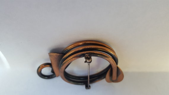 Mid Century Modern Copper Flower Brooch Pin, Art Deco… - Gem