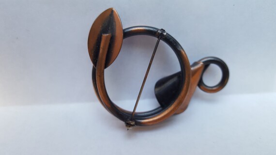 Mid Century Modern Copper Flower Brooch Pin, Art Deco… - Gem