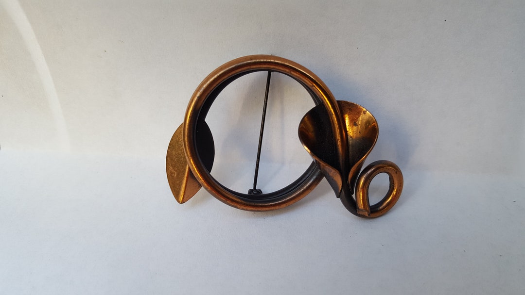 Mid Century Modern Copper Flower Brooch Pin, Art Deco Style, Modernist ...