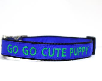 Custom Personalized Embroidered Blue Reflective Dog Collar | Etsy