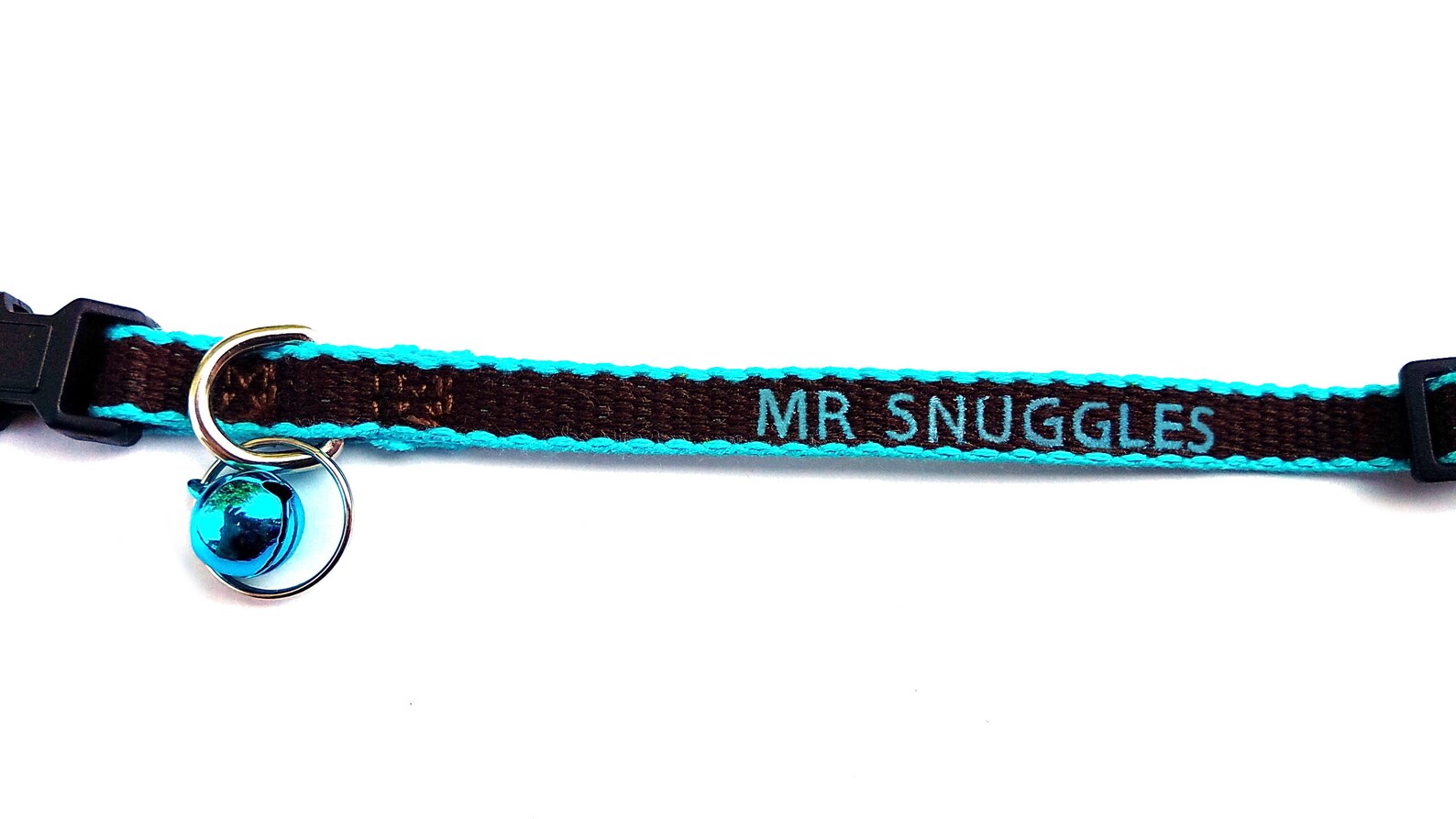 Custom Eco Friendly Brown/light Blue Breakaway Cat Collar W/bell - Etsy