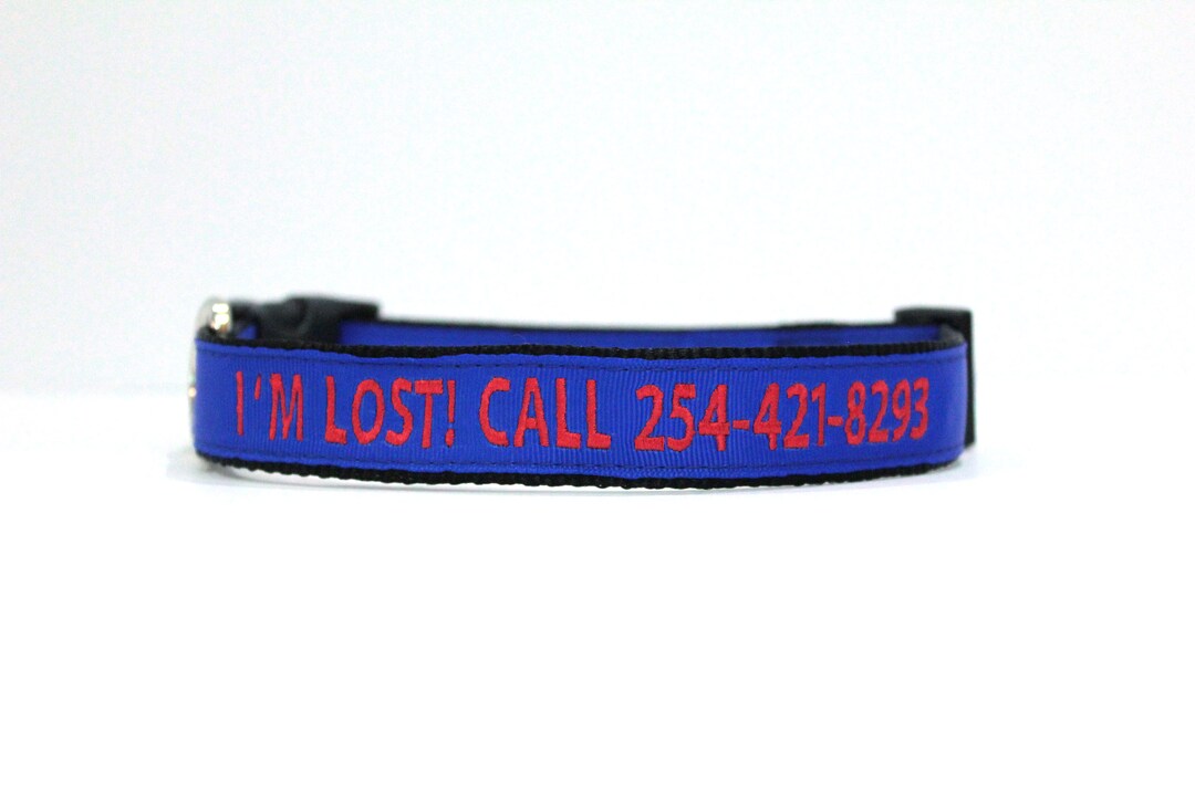 Custom Personalized Embroidered Blue Nylon Dog Collar - Etsy