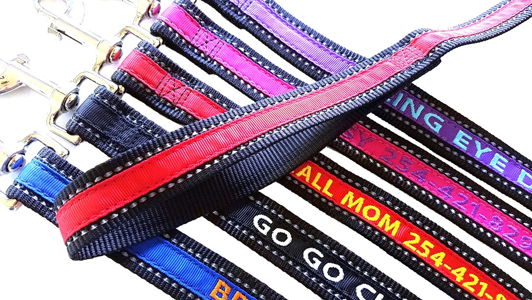 Custom Reflective Personalized Embroidered Dog Leash - Etsy
