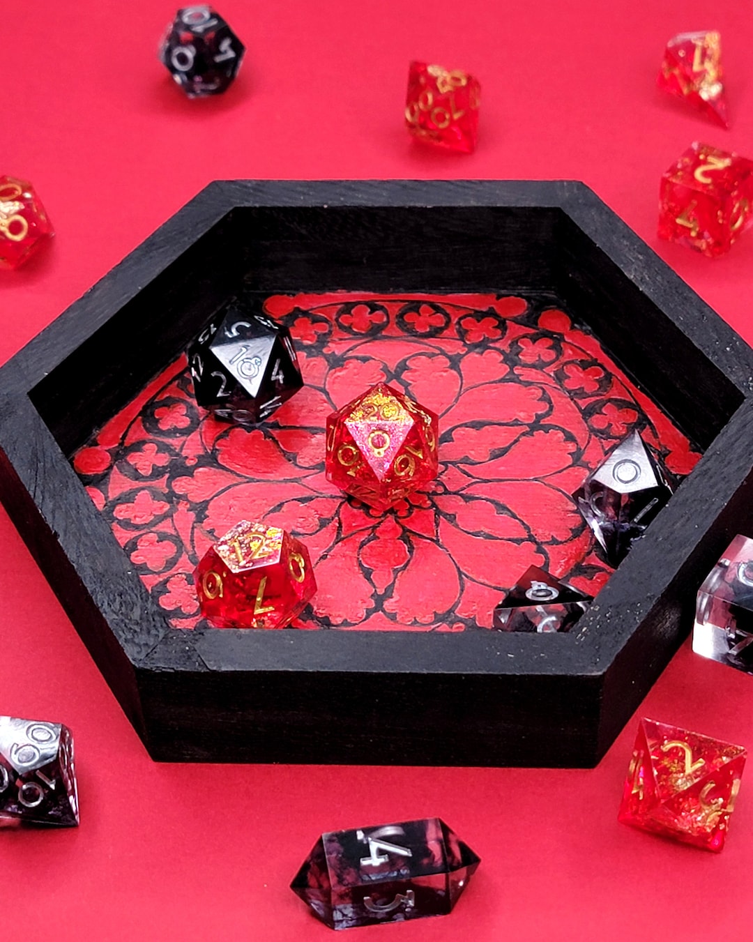 Gothic Rose - Hand-painted Dice Tray and Wall Art | Gothic Wall Art ...