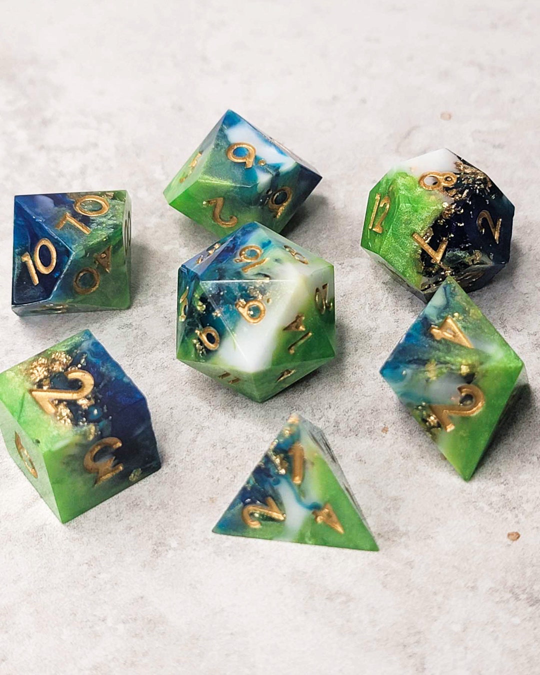 Circle of Land - 7 Piece Handmade D&D Dice| Hand Crafted Dungeons and ...
