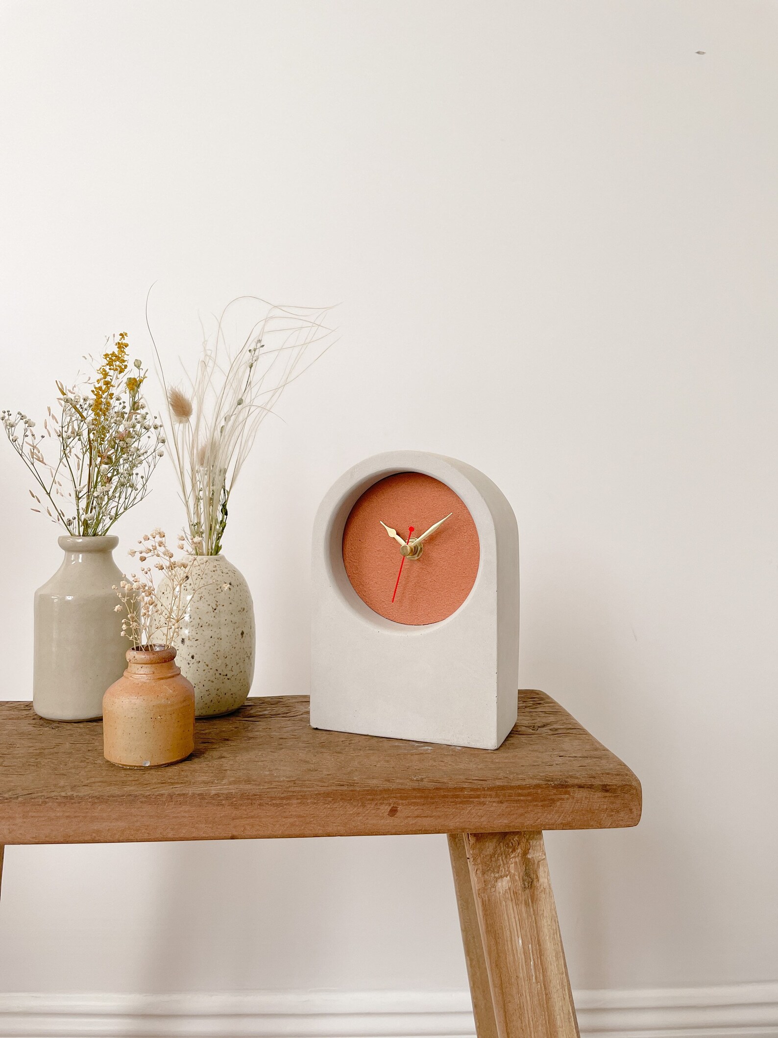 Concrete/cement Grey & Copper Desk Clock Handmade - Etsy UK