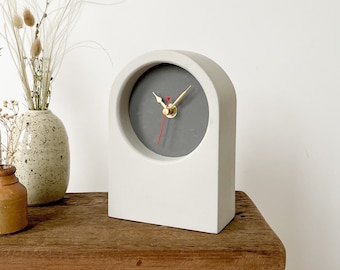 Concrete/cement Grey & Copper Desk Clock Handmade | Etsy UK