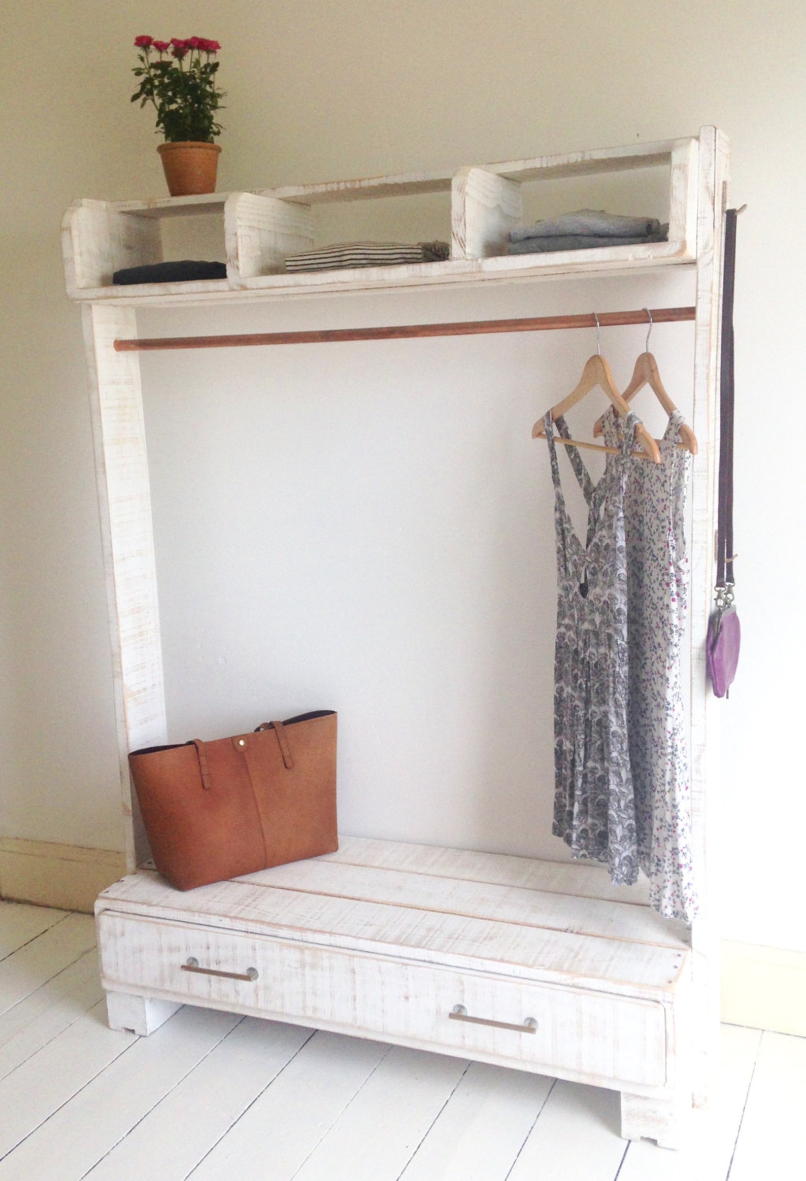 Handmade Wood & Copper Open Wardrobe / Clothes Rail Cornish Timber - Etsy