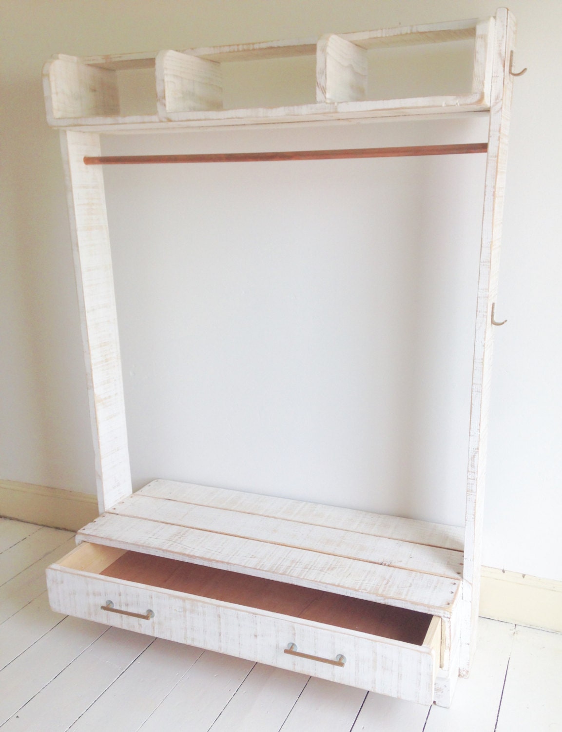 Handmade Wood & Copper Open Wardrobe / Clothes Rail Cornish Timber - Etsy