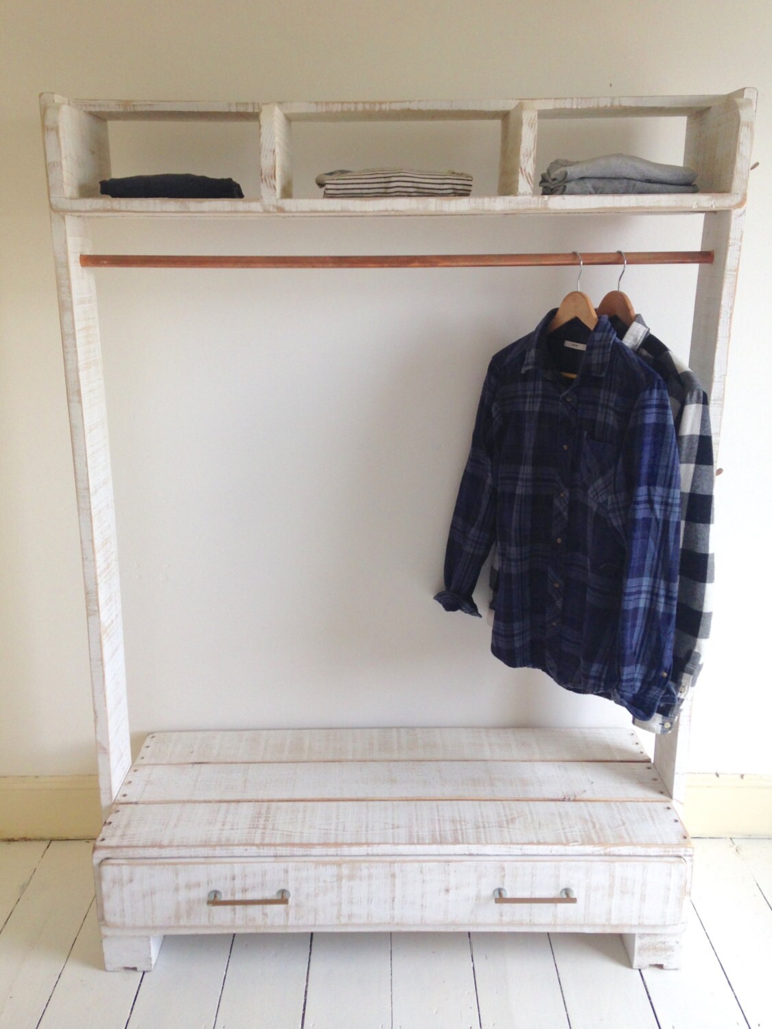 Handmade Wood & Copper Open Wardrobe / Clothes Rail Cornish Timber - Etsy