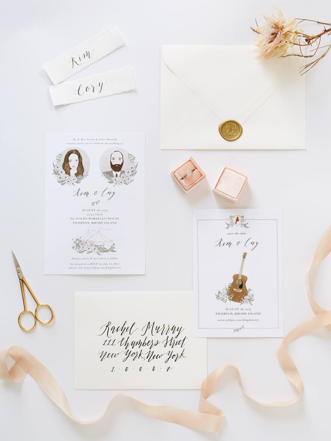Illustrated Wedding Invitation Suite | Custom Hand Drawn Stationery ...