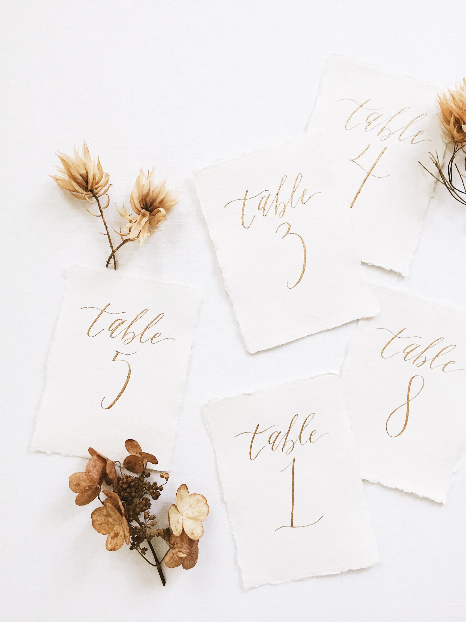Table Number Calligraphy on Handmade Cotton Paper | Custom Calligraphy ...