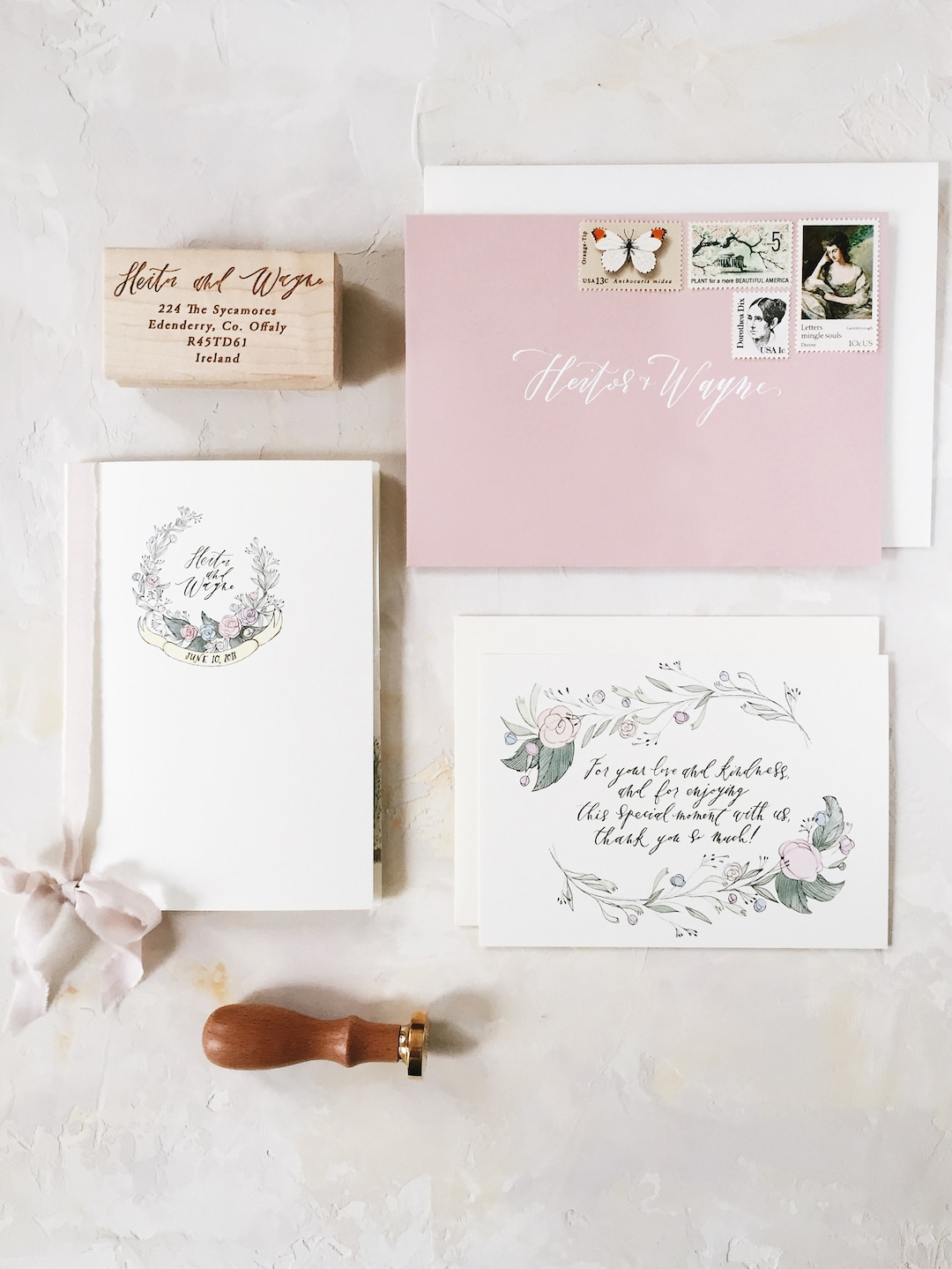 Illustrated Wedding Invitation Booklet | Custom Hand Drawn Stationery ...