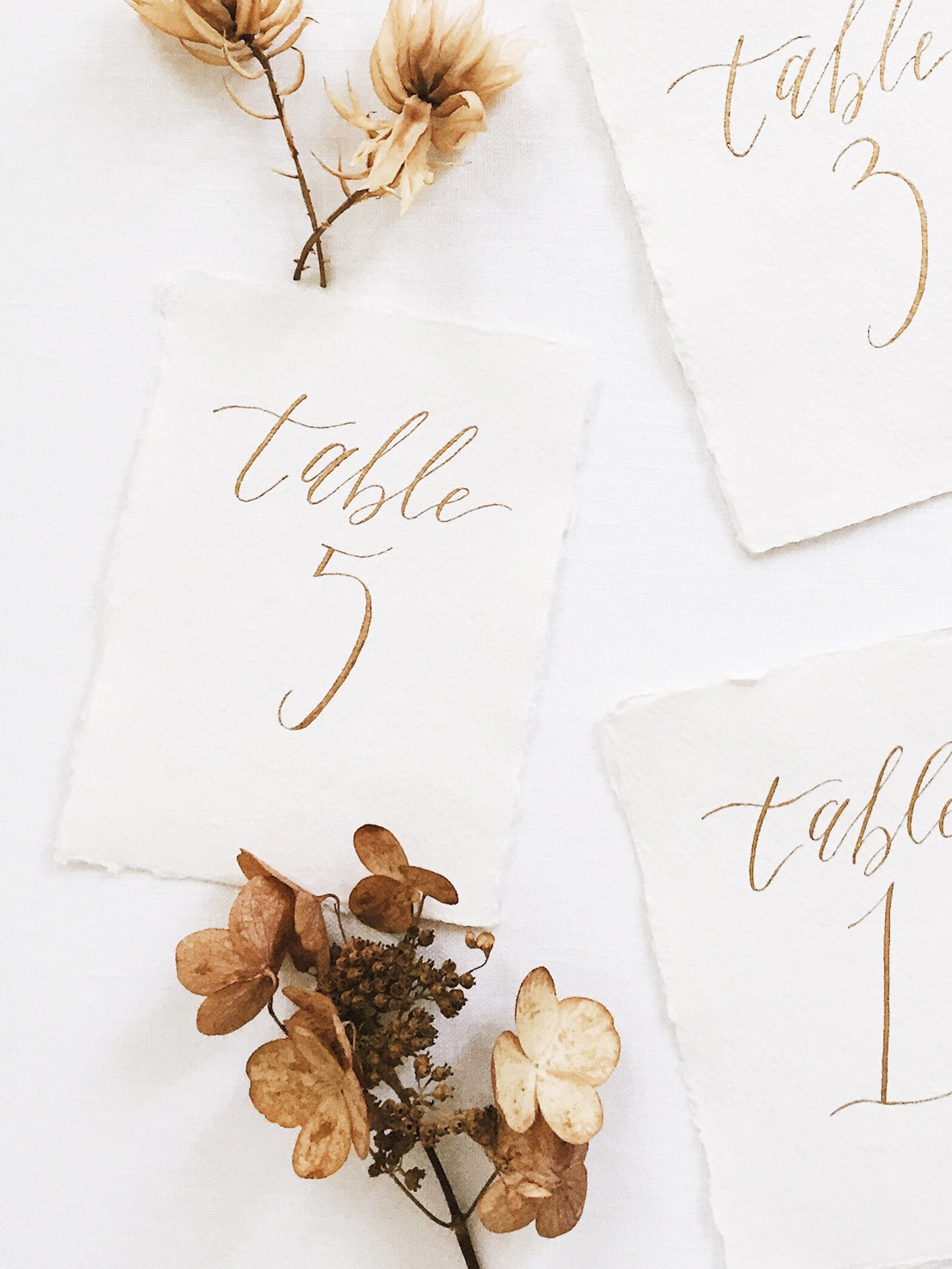 Table Number Calligraphy on Handmade Cotton Paper | Custom Calligraphy ...