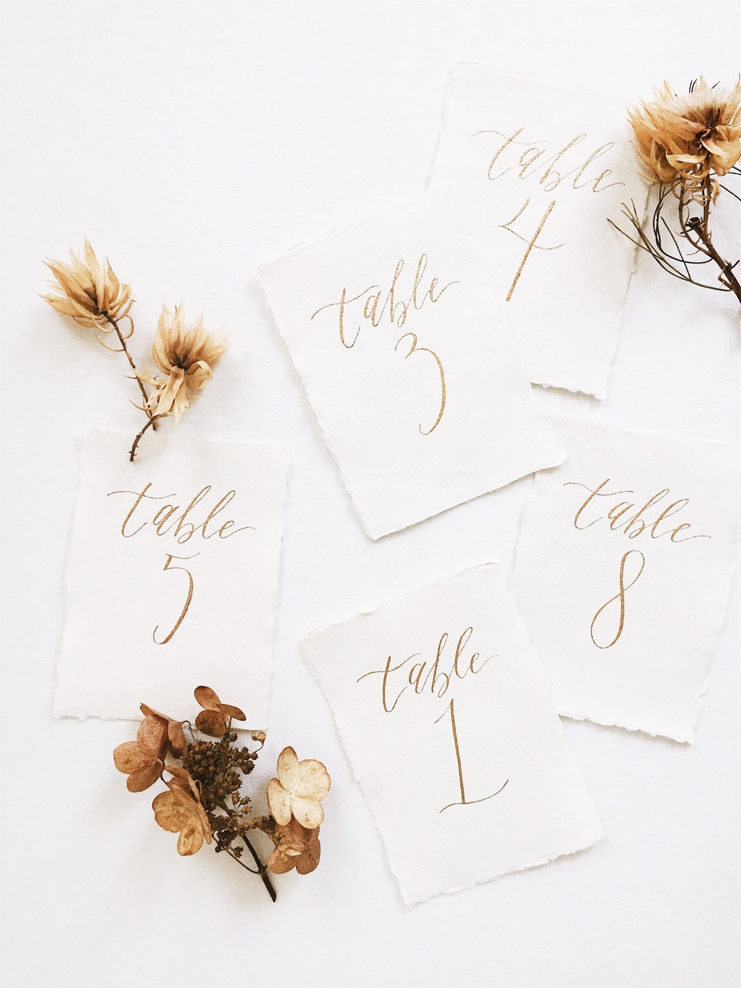 Table Number Calligraphy on Handmade Cotton Paper | Custom Calligraphy ...