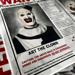 Art the Clown Terrifier Wanted Poster 11x14 Print - Etsy