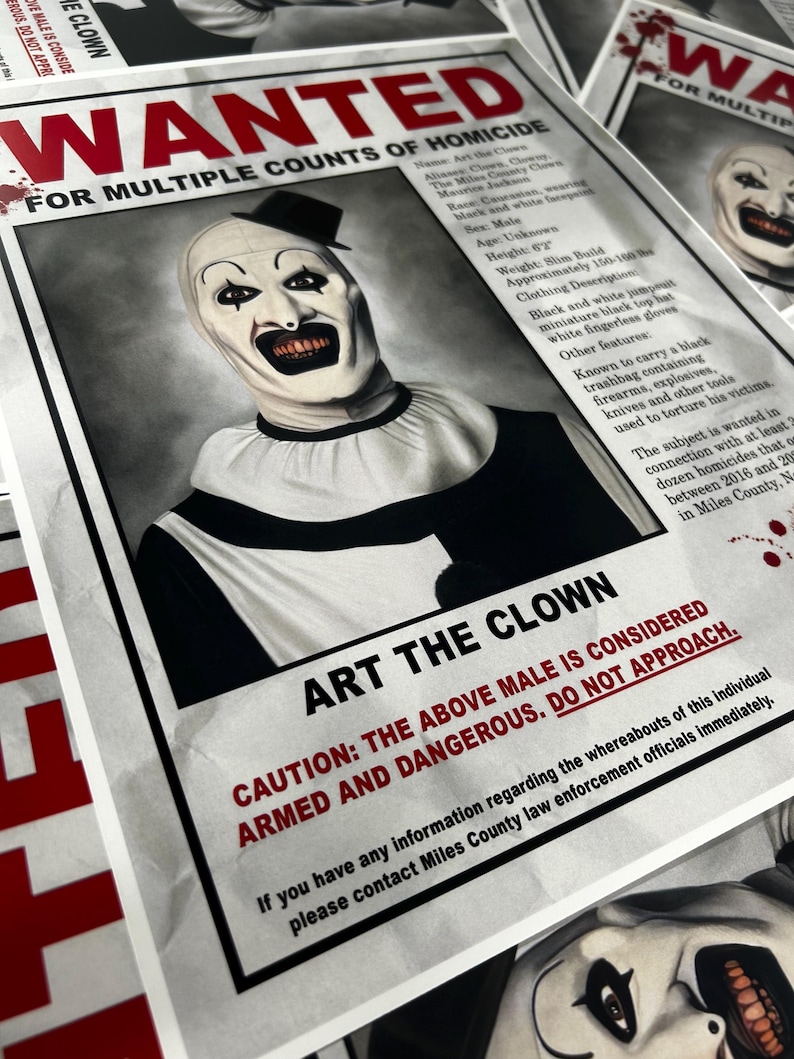 Art the Clown Terrifier Wanted Poster 11x14 Print - Etsy