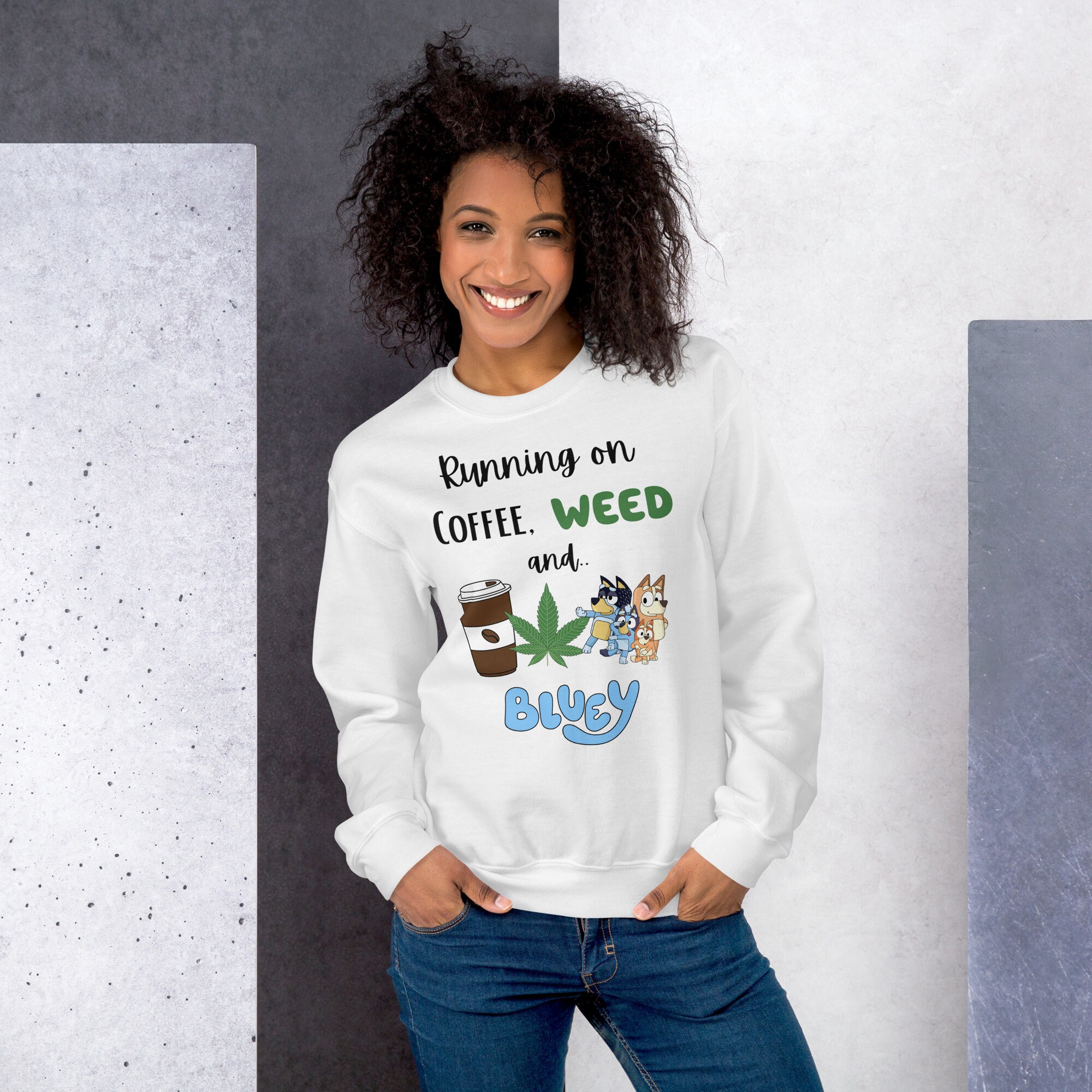 Bluey Running on Coffee Weed and Bluey Unisex Sweatshirt - Etsy