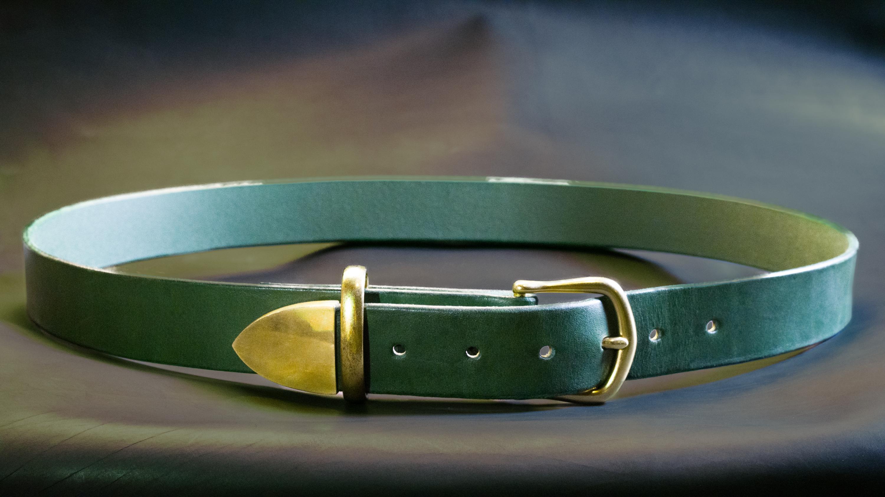 Bespoke Leather Belt - Green and Gold - Handmade - Etsy