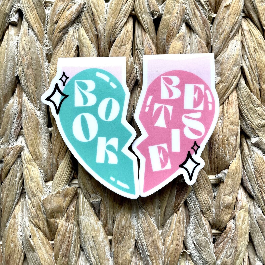 Book Bestie Friendship Heart Necklace Style BFF | Magnetic Bookmark ...