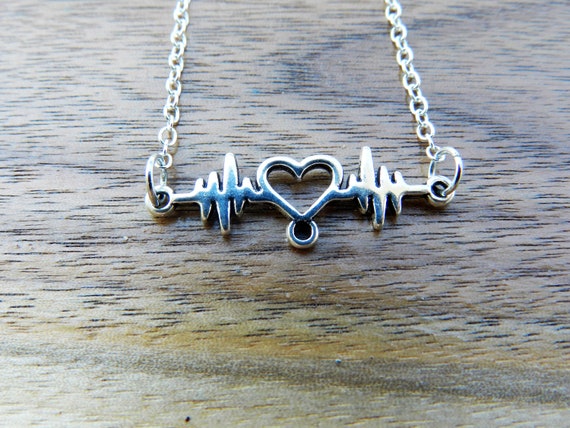 Pulse Heart Pulse Necklace Science Necklace Heart Necklace | Etsy