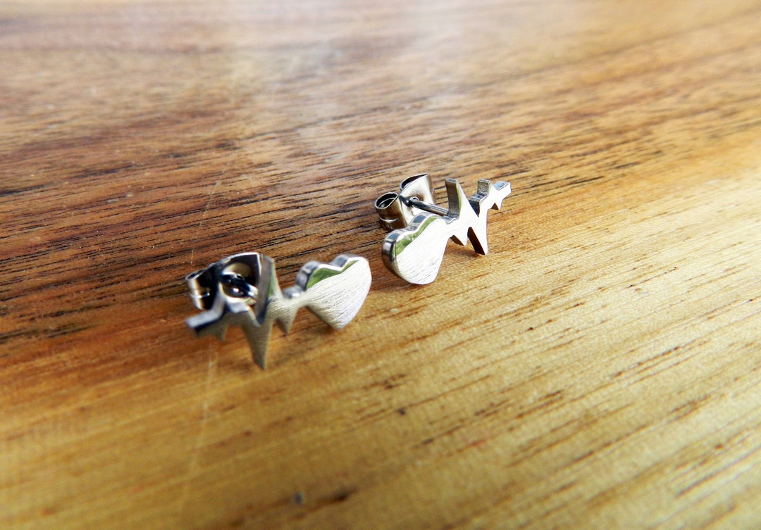 Stainless Steel Heartbeat Stud Earrings: Medical Gift - Etsy