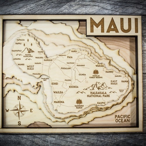 Map of Maui Geologic and Topographic Map Hawaiian Islands - Etsy