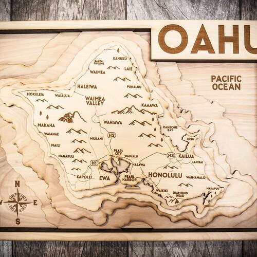 North Shore Oahu Surf Map 12x18 Retro Hawaii Travel Print - Etsy