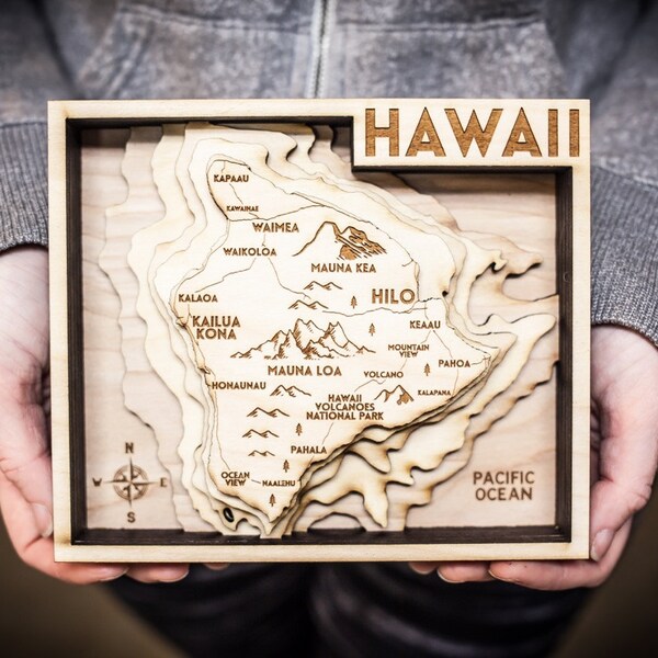 Wood Map of Big Island - Etsy