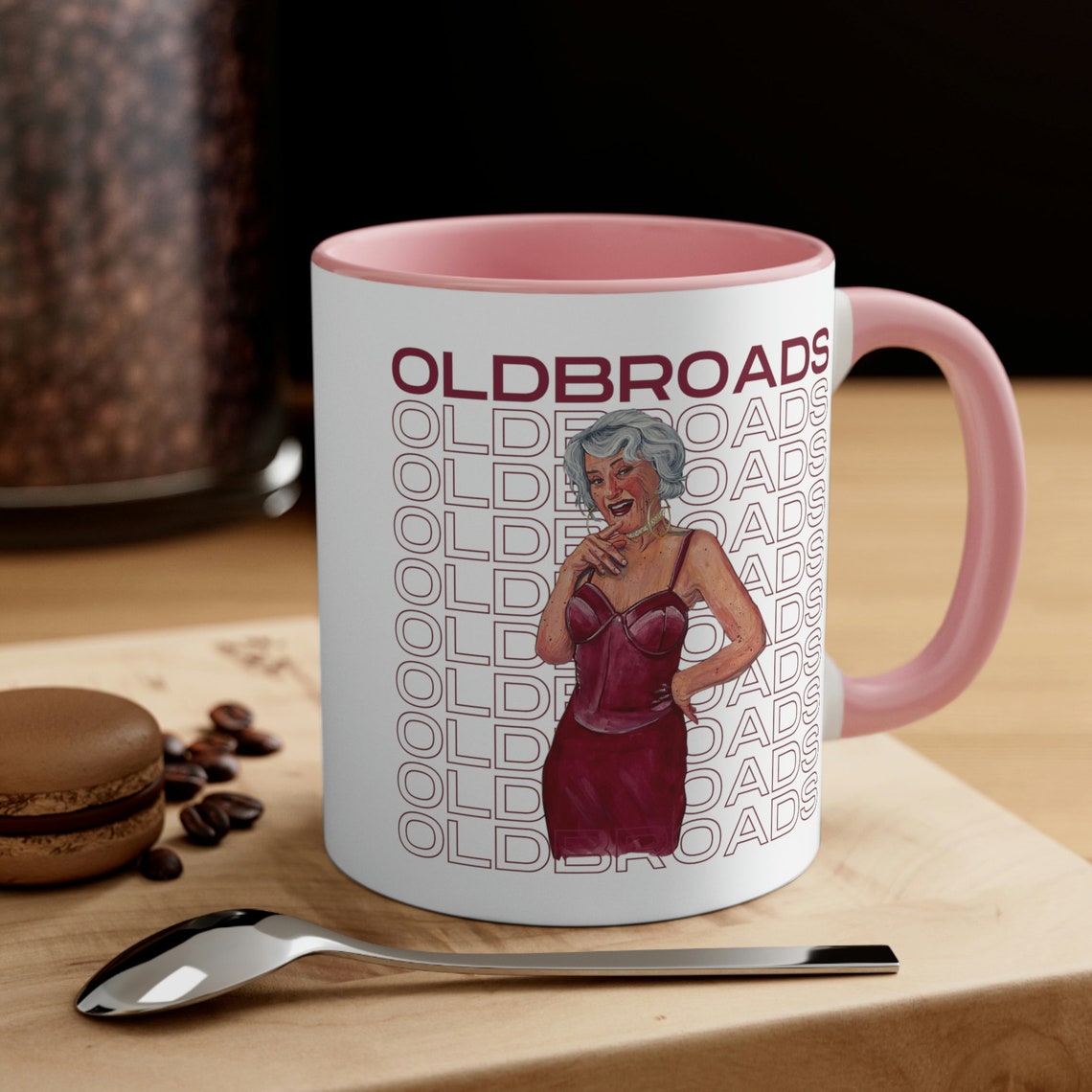 Sexy Old Broad Two-tone Mug, Cougar Illustrated Coffee Cup, Gilf ...