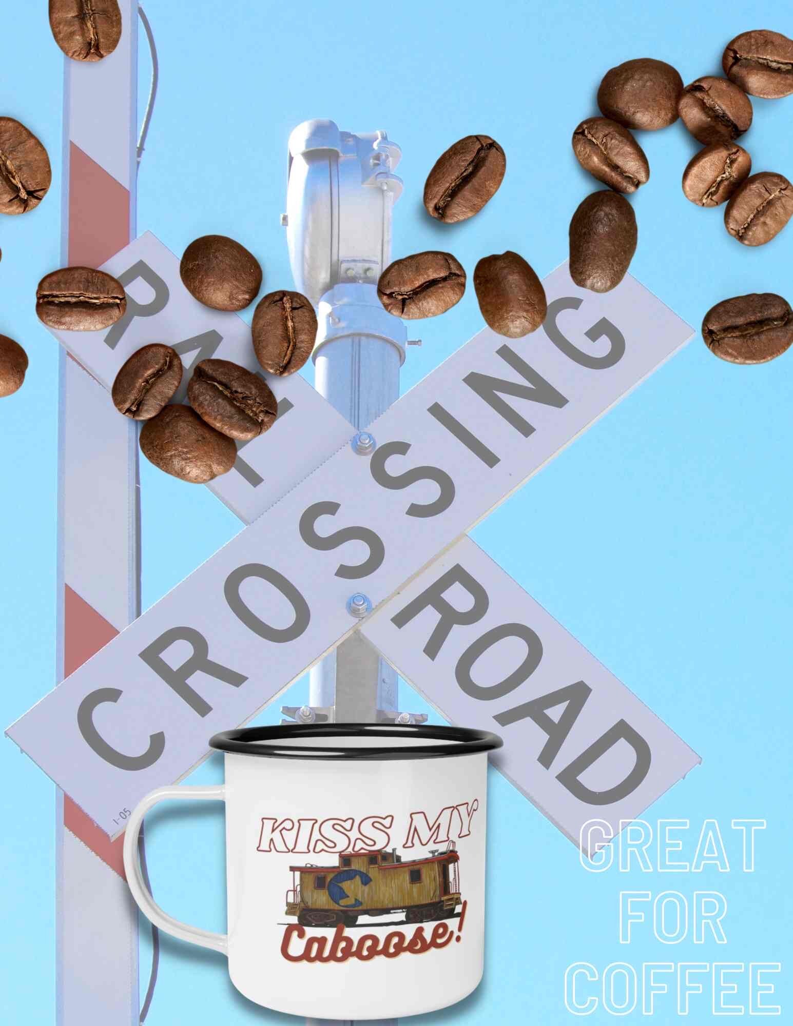 Caboose Enamel Coffee Mug, Railroad Cup, Retro Train Tea, Railway Gift ...