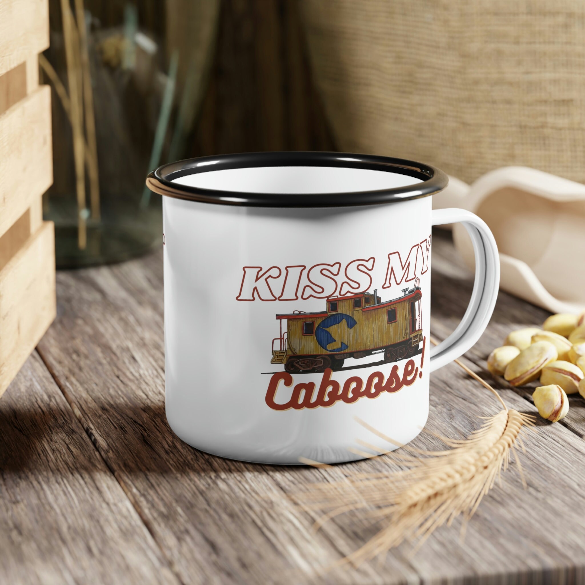 Caboose Enamel Coffee Mug, Railroad Cup, Retro Train Tea, Railway Gift ...