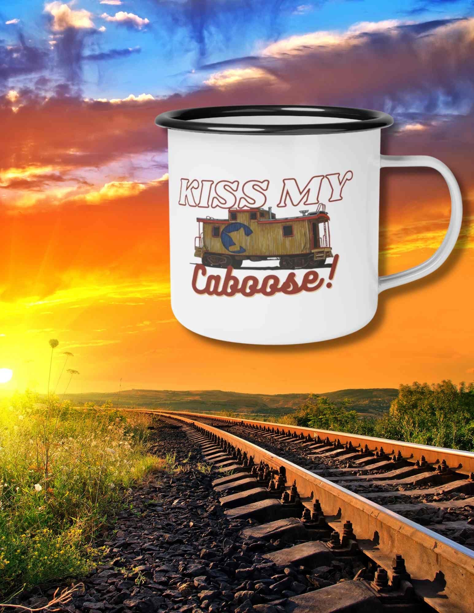 Caboose Enamel Coffee Mug, Railroad Cup, Retro Train Tea, Railway Gift ...