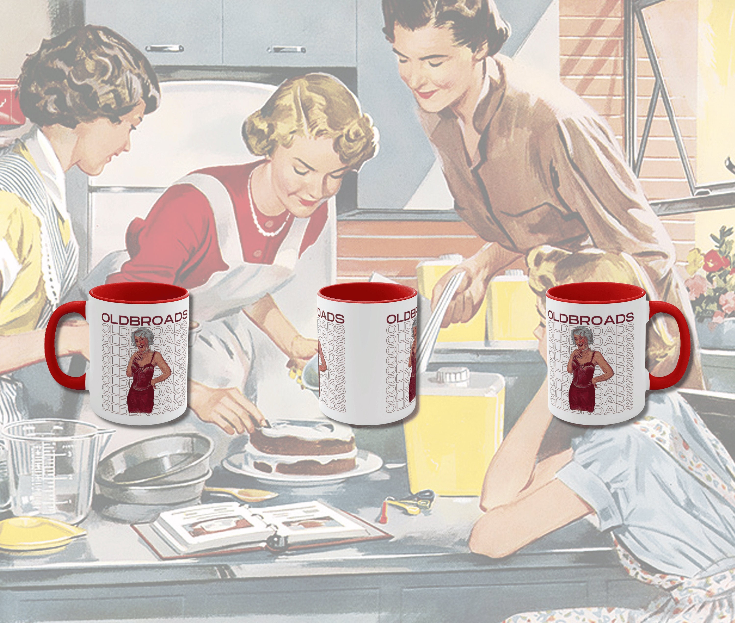 Sexy Old Broad Two-tone Mug, Cougar Illustrated Coffee Cup, Gilf ...