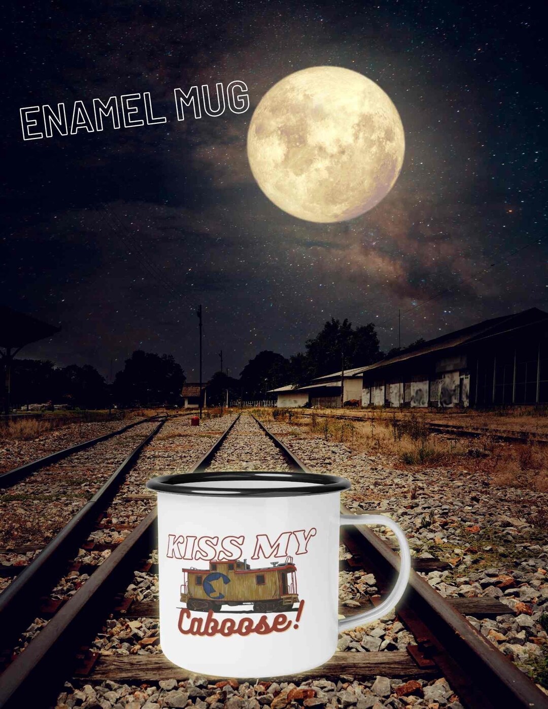 Caboose Enamel Coffee Mug, Railroad Cup, Retro Train Tea, Railway Gift ...